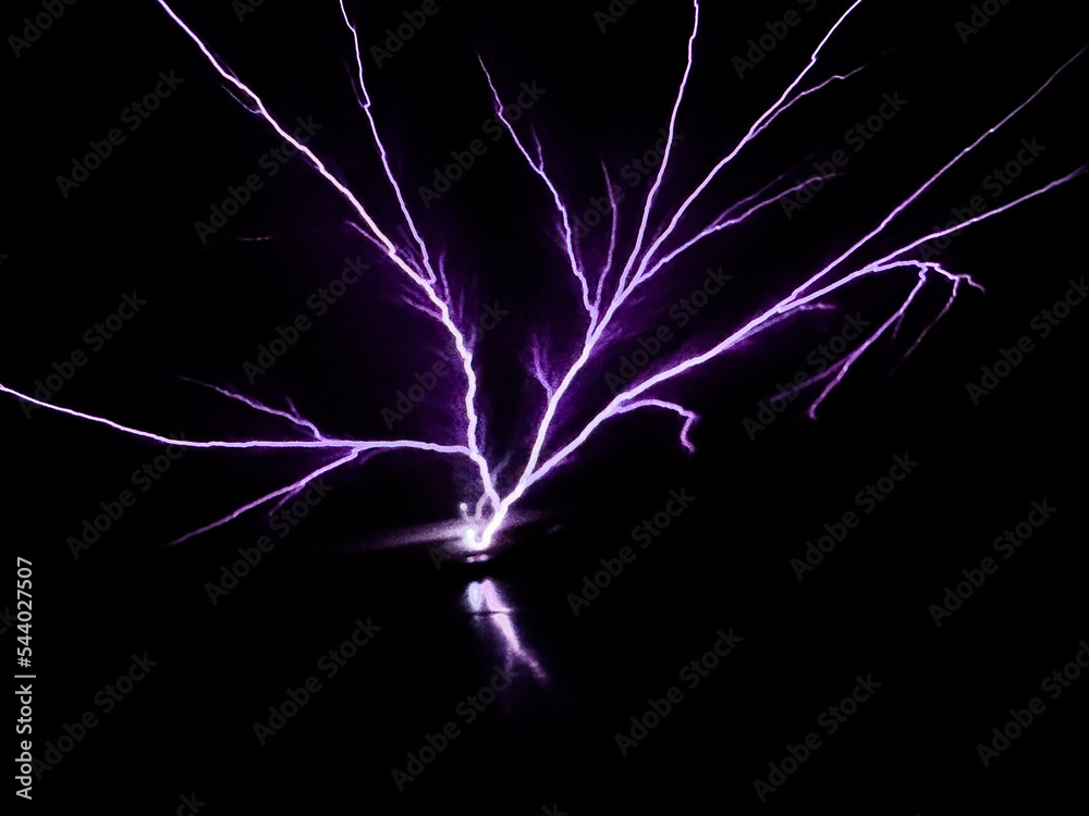 Saint elmo's fire.Lightning strike on airplane cockpit window during ...