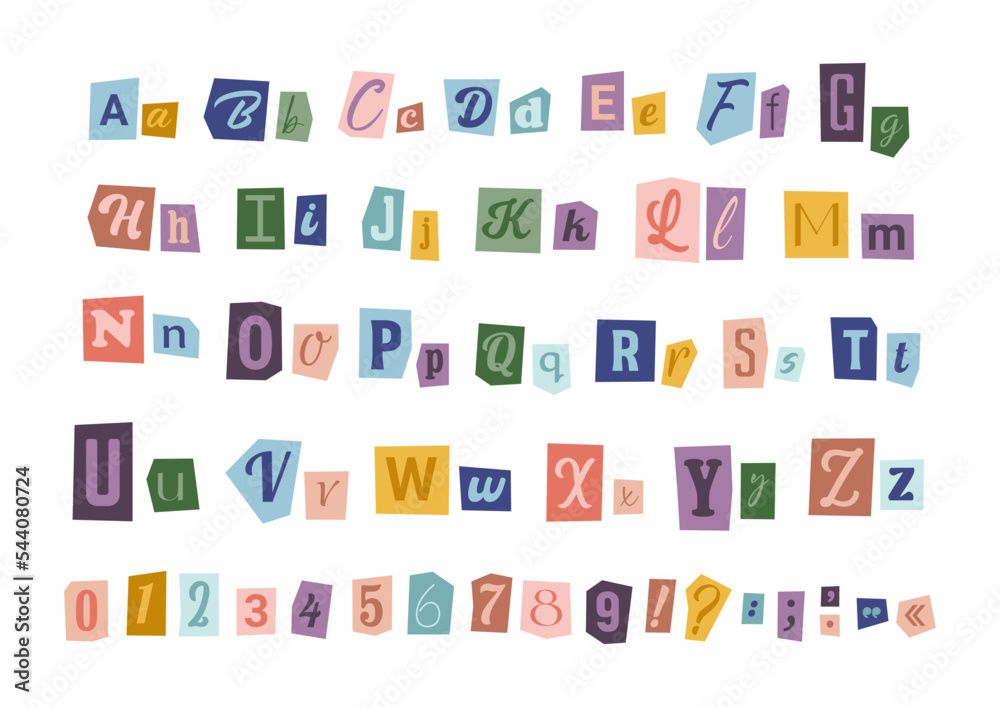 Magazine cut out letters and numbers. Blackmail, anonymous, ransom note ...