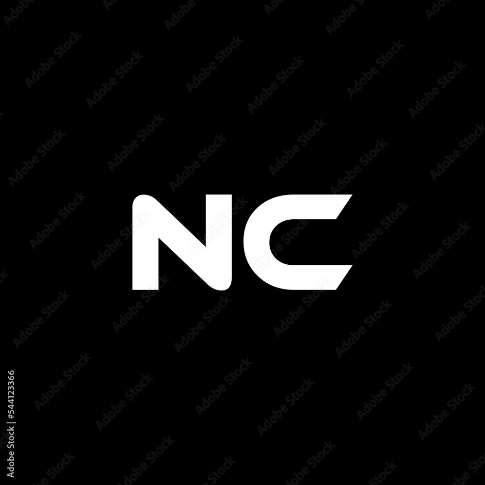 NC letter logo design with black background in illustrator, vector logo ...
