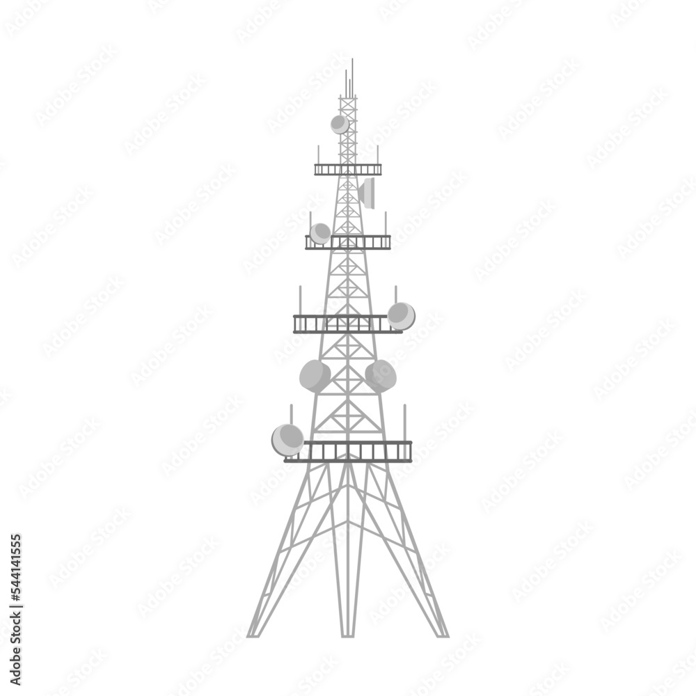 Cartoon radio towers vector illustration. Broadcast equipment ...
