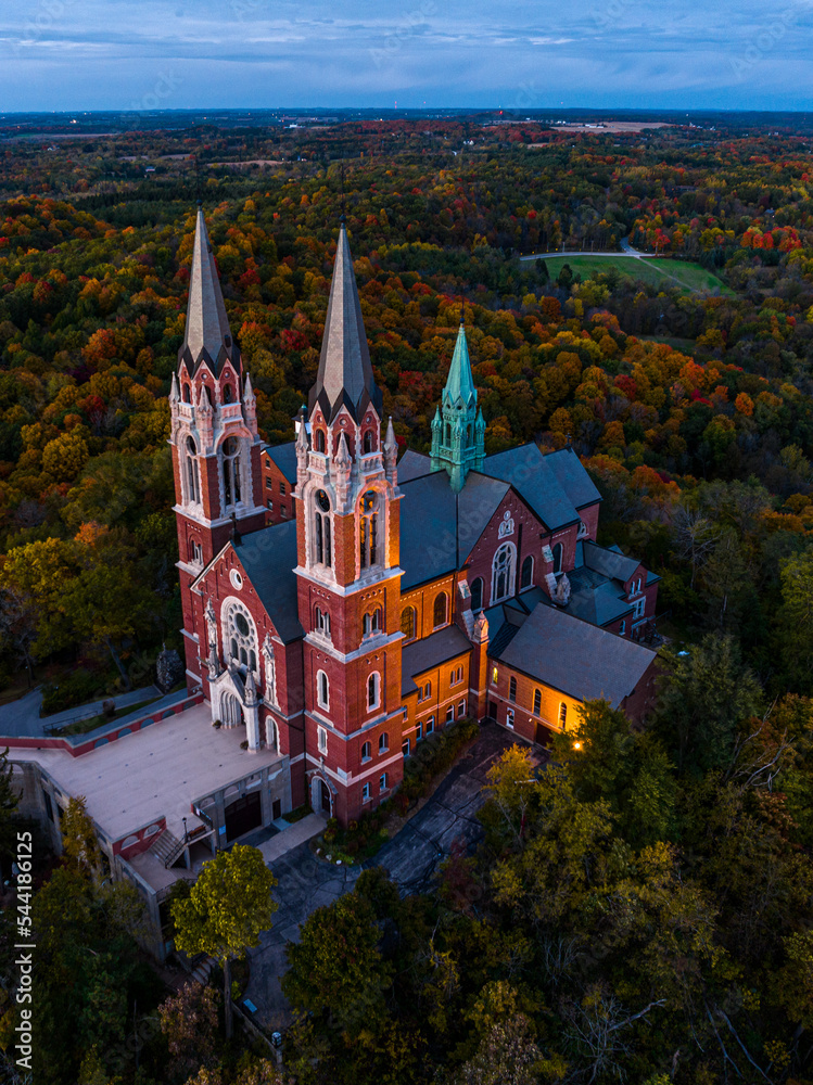 Holy Hill Fall Foliage Drone Photo Stock Photo | Adobe Stock