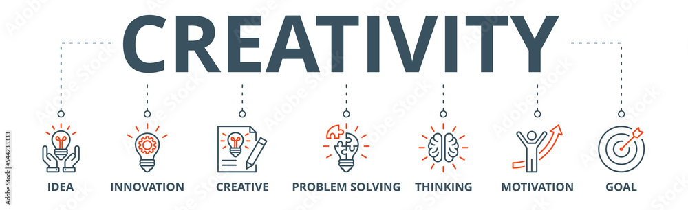 Creativity banner web icon vector illustration concept with icon of ...