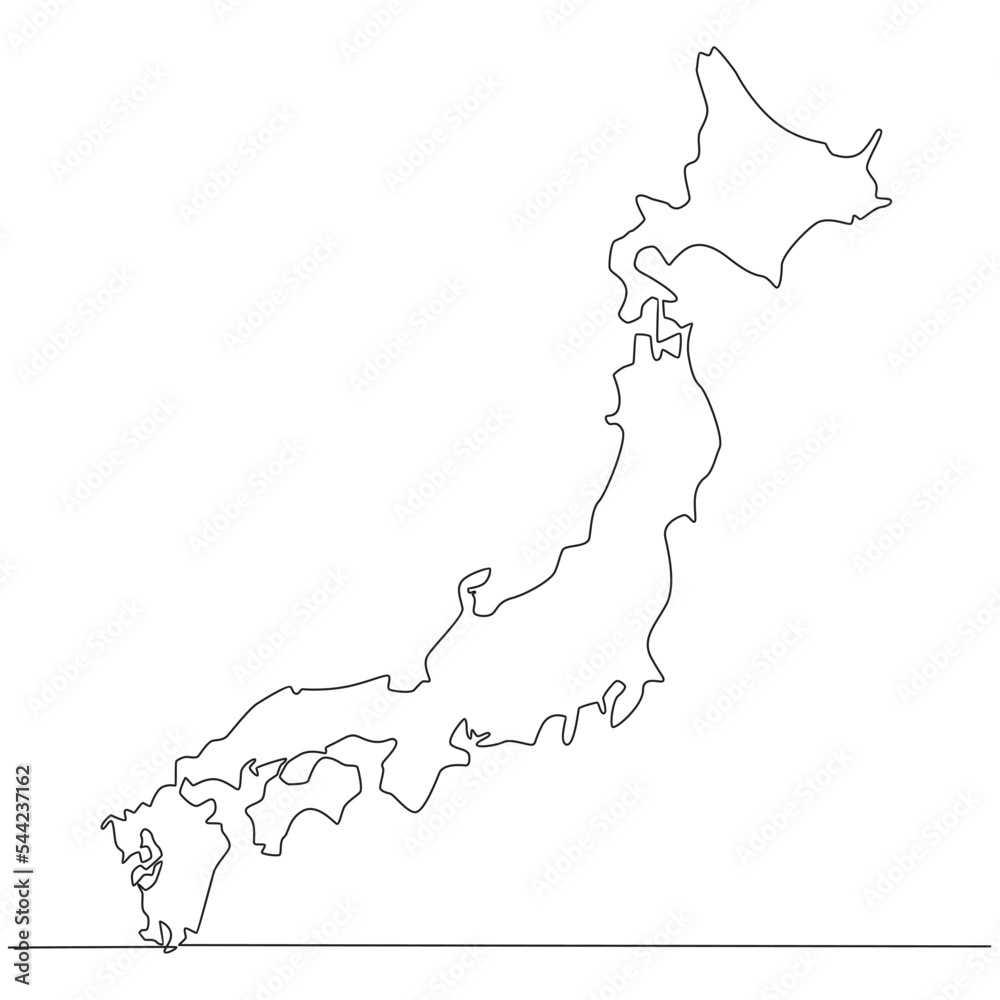 Continuous line drawing of map Japan vector line art illustration 素材庫向量 ...