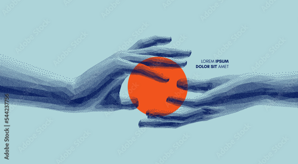 Hands holding red circle. Sensing energy between palms. Concept of ...