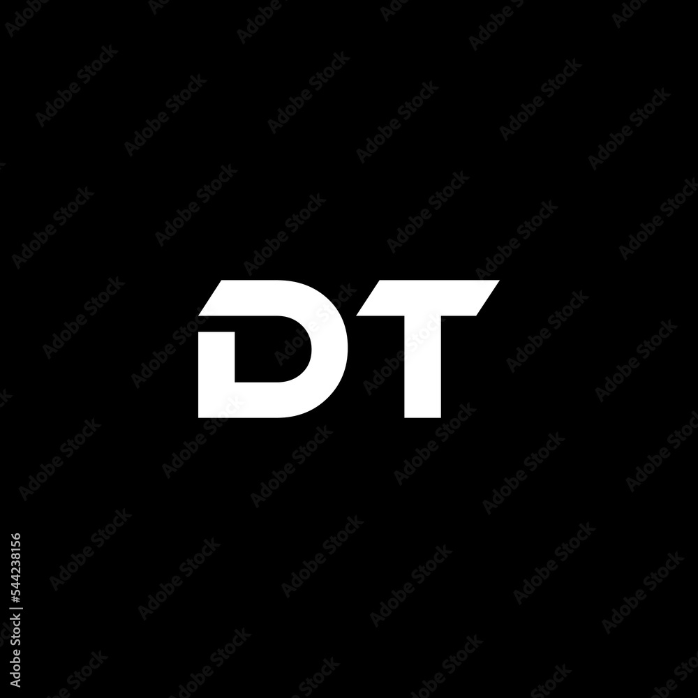 DT letter logo design with black background in illustrator, vector logo ...