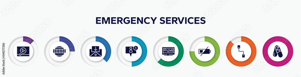 infographic element with emergency services filled icons. included ...