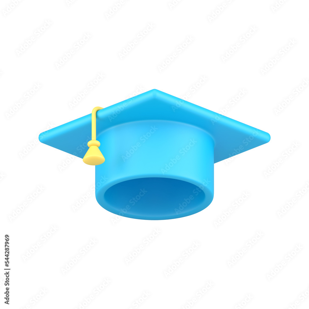 Academic student high school uniform blue graduation cap 3d icon ...