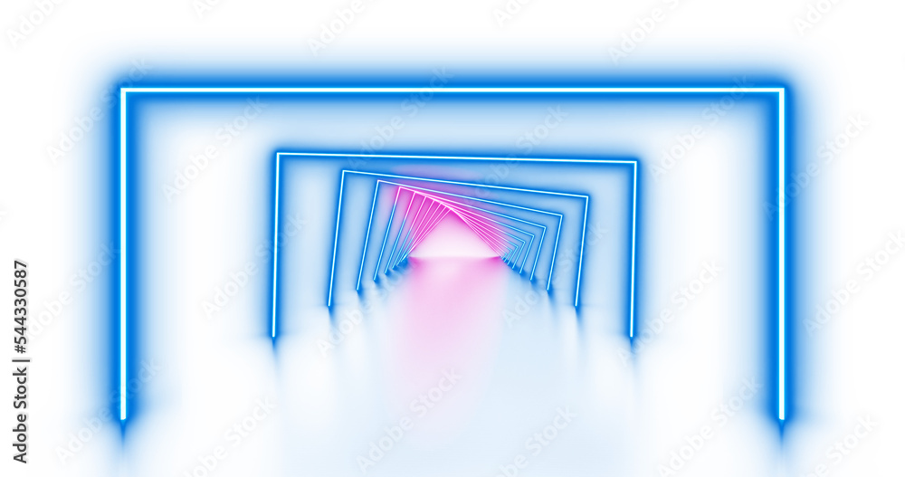 Neon light lines on png transparent background with reflection on the ...