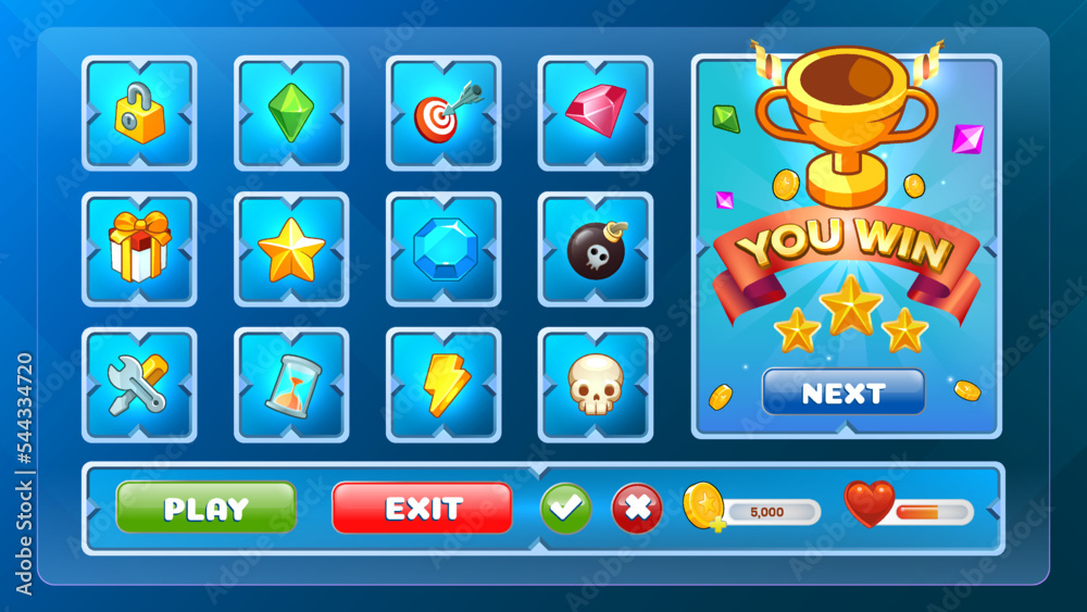 Vector de Stock The Mega Pack Game UI interface kit for Mobile and Web fantasy theme games with ...