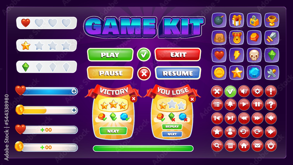 The Game UI interface kit for Mobile and Web fantasy theme games with ...