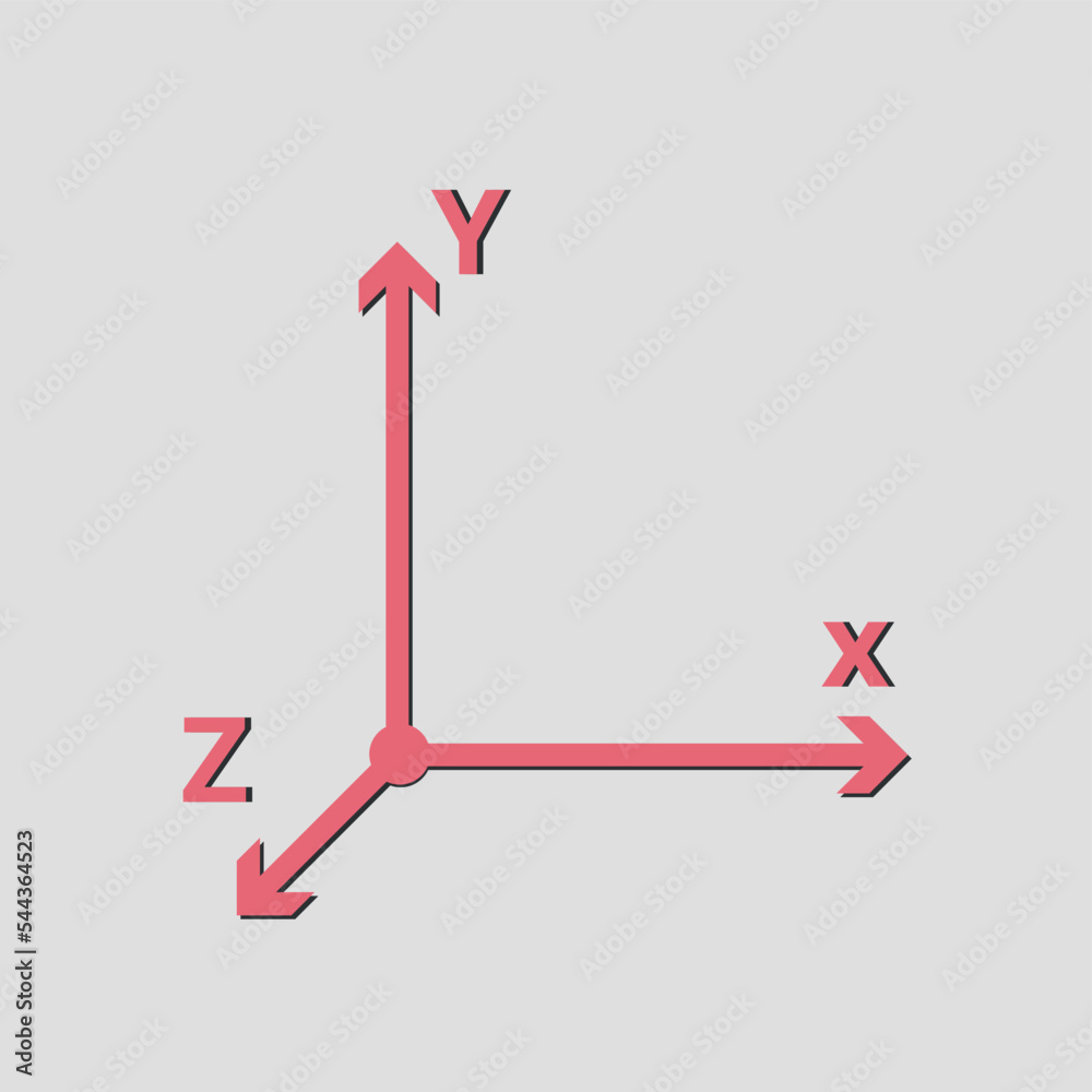 Vector illustration representing the x, y and z axes of movement in ...