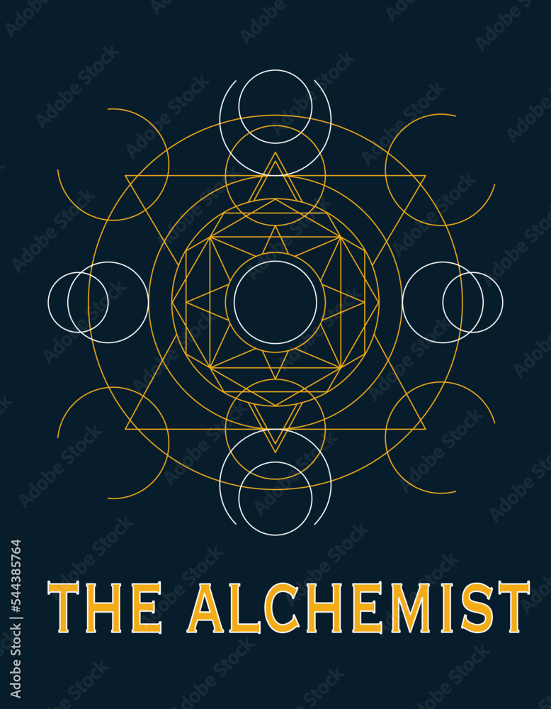 Alchemical golden basic symbol on dark background. Gold Transmutation ...