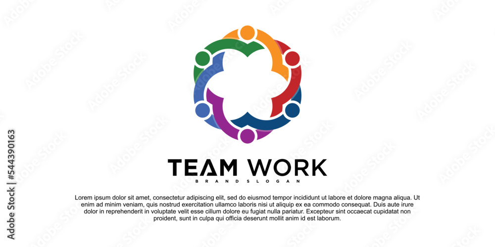 Team work logo design with hexagon colorful concept Premium vektor ...