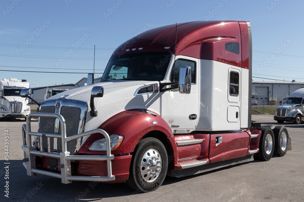 Kenworth Semi Tractor Trailer Trucks on display at a dealership ...