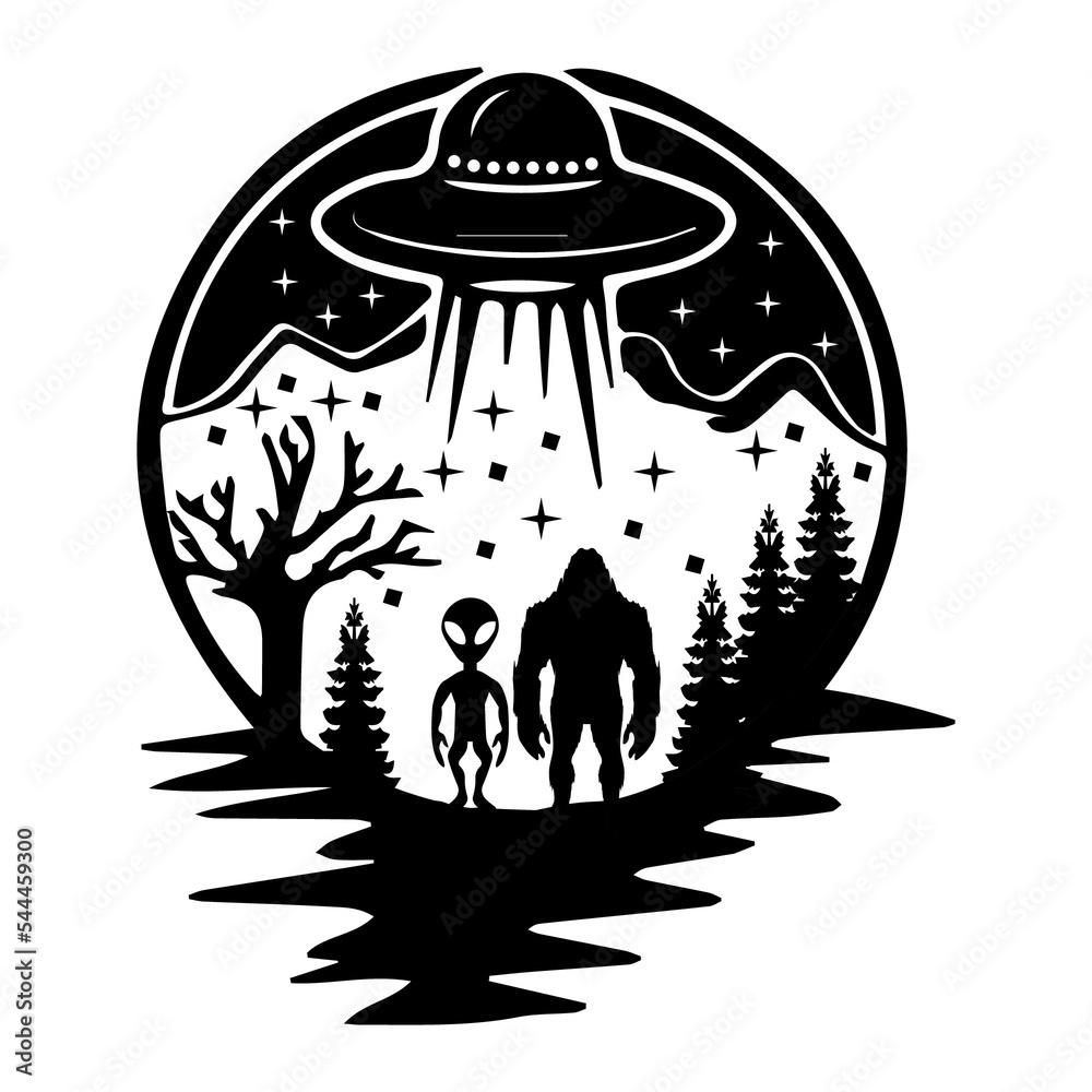 Ilustración de Stock Alien under the moon Svg, Alien Svg, Big Foot svg ...