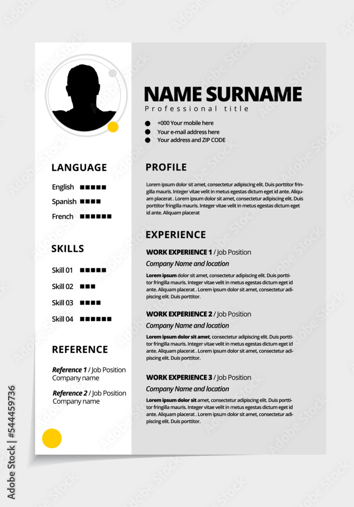 Resume design template minimalist cv. Business layout vector for job ...