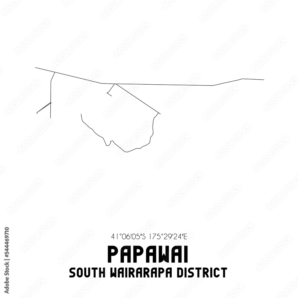 Papawai, South Wairarapa District, New Zealand. Minimalistic road map ...
