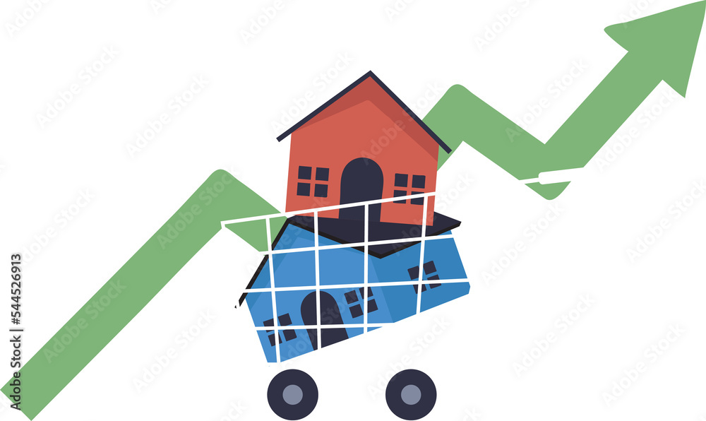 Real estate market price rising up chart. New home purchase. House ...