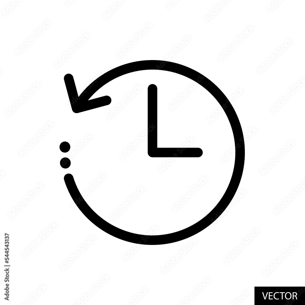 History button or Recent files vector icon in line style design for ...