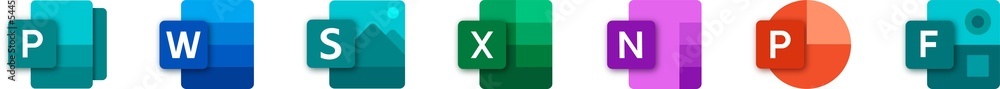 Microsoft Office Icon Set: Word, Excel, Sway, OneNote, Publisher ...