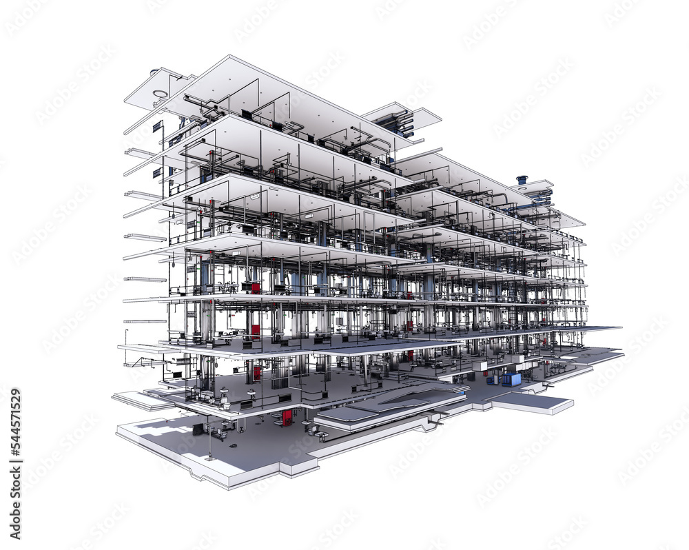 Conceptual visualization of the BIM model utilities of the building PNG ...
