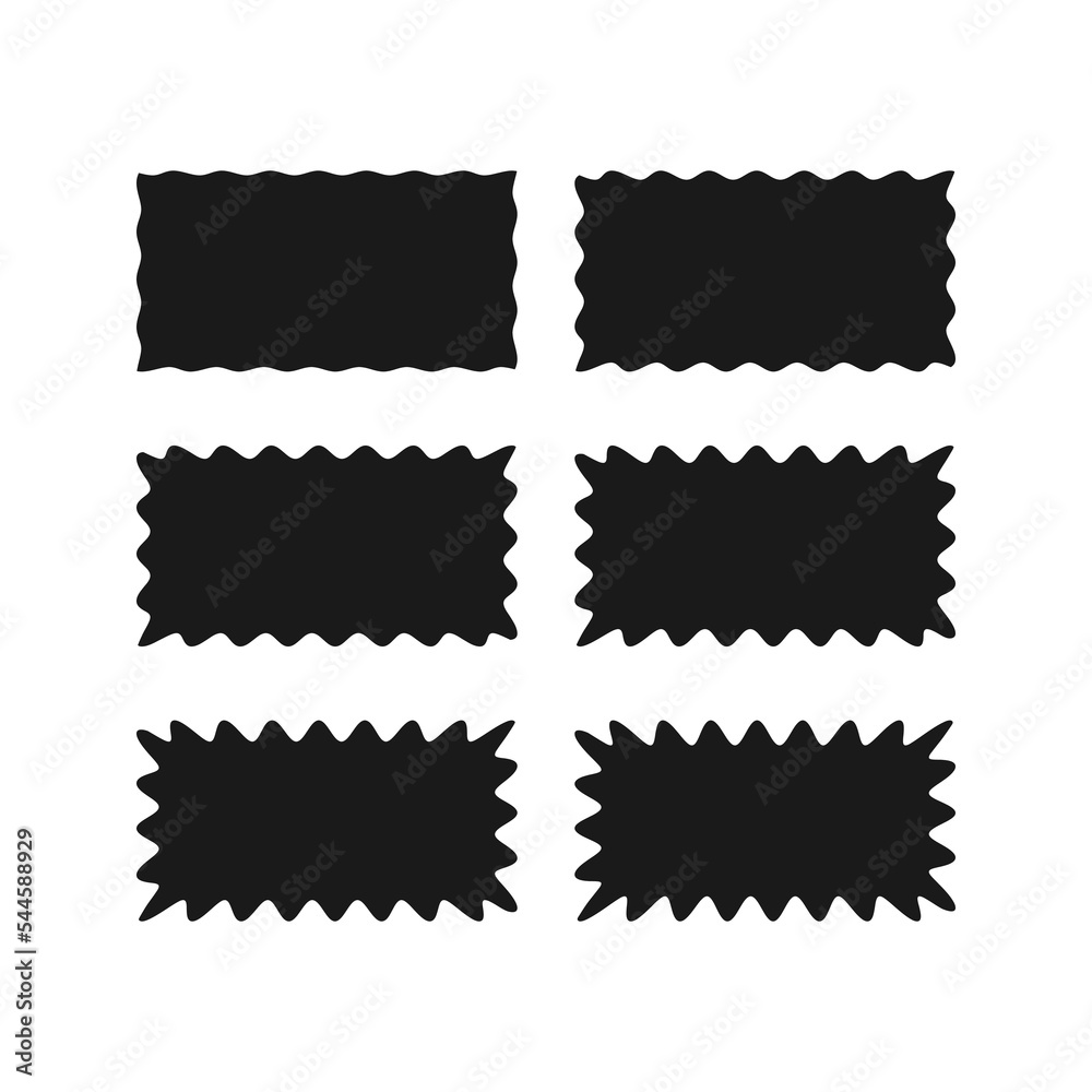 Wavy Edge Rectangle Shapes Icon Set Stock Vector | Adobe Stock