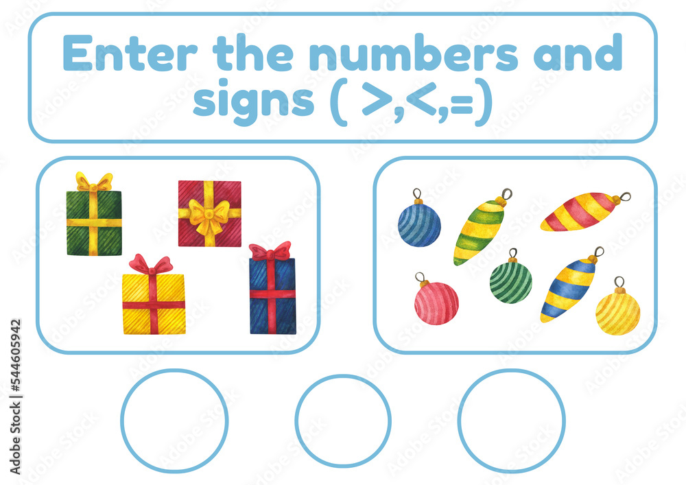 Christmas Activity page, sheet for kids. A mathematical task for ...