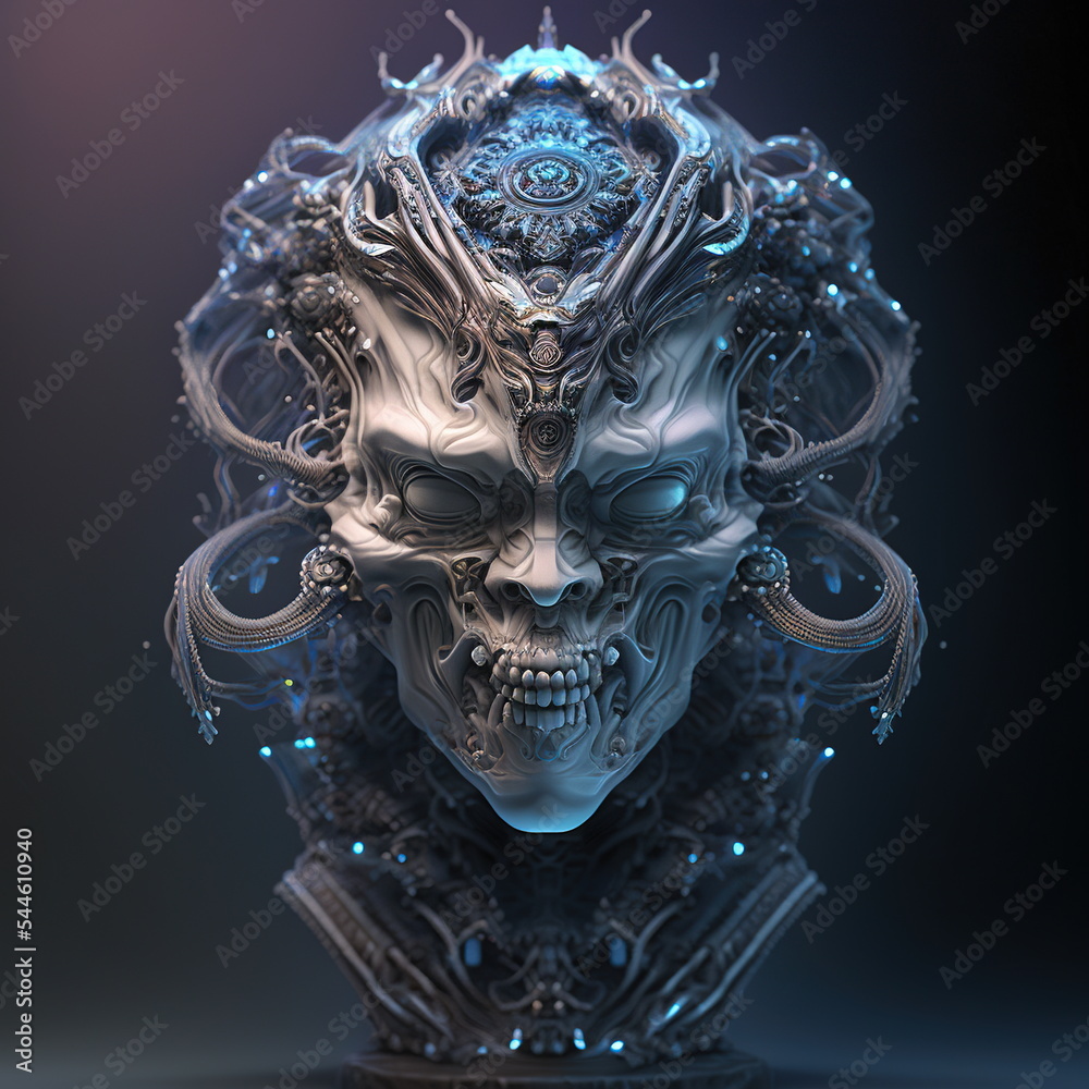 Alien creature legacy creepy Heritage relic Portrait 3D illustration ...