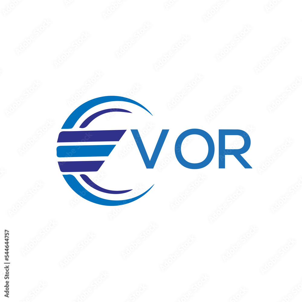 VOR letter logo. VOR blue image on white background. VOR vector logo ...
