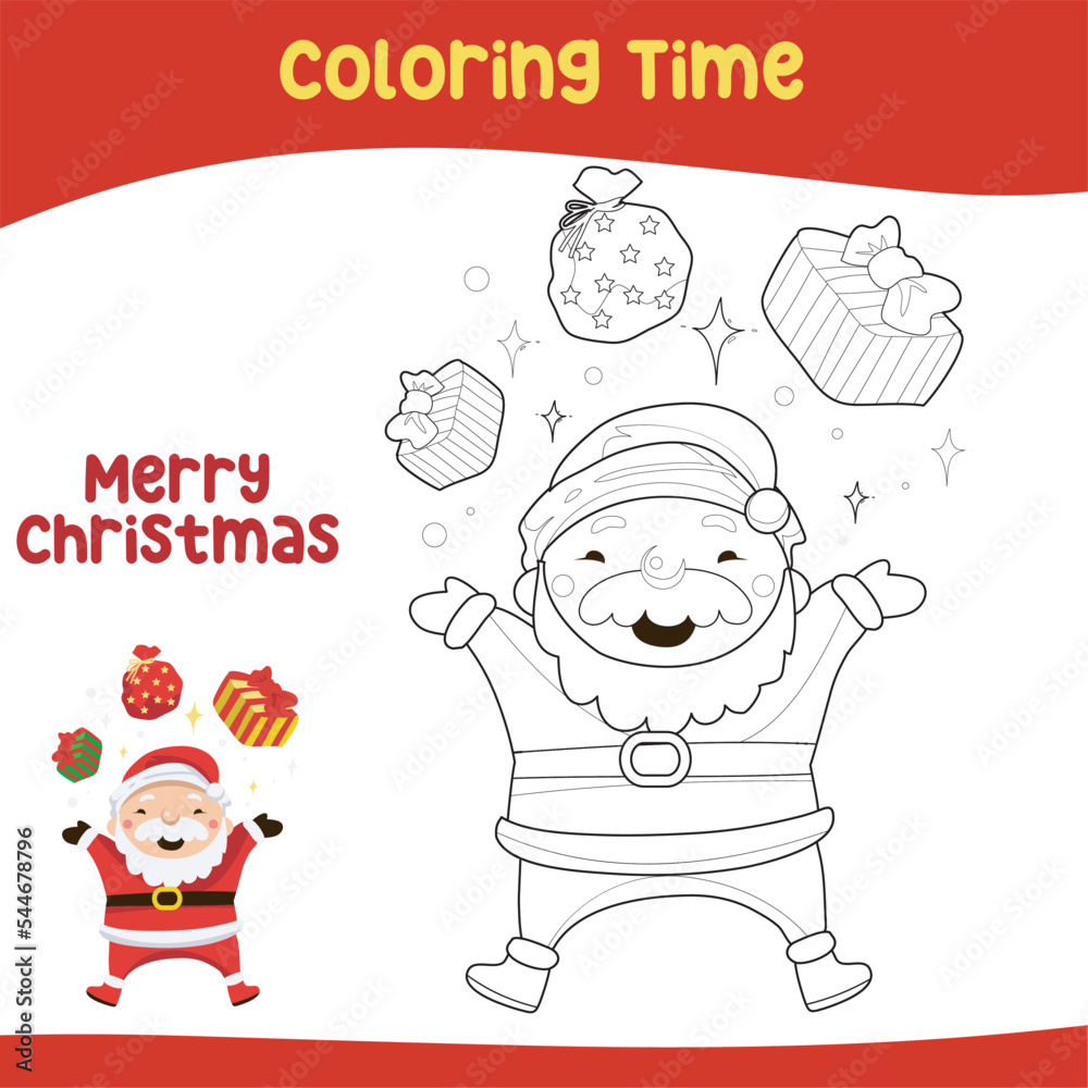 Coloring page Christmas edition. Cute and funny cartoon characters ...