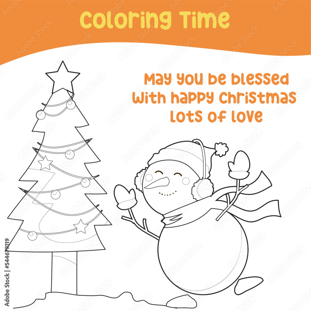 Coloring page Christmas edition. Cute and funny cartoon characters ...