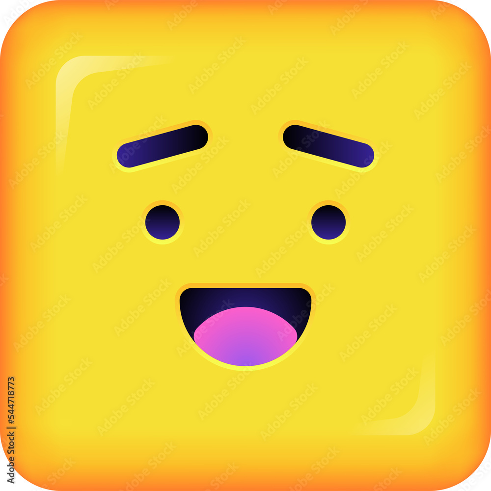 Cool square Emoticon. Yellow Emoji faces emoticon smile, digital smiley ...