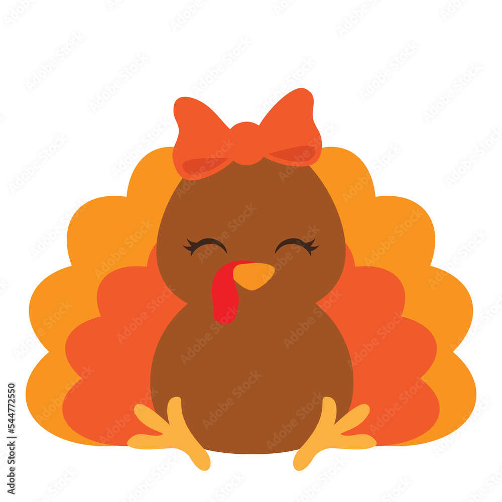 Cute sitting turkey vector cartoon illustration Stock Vector | Adobe Stock