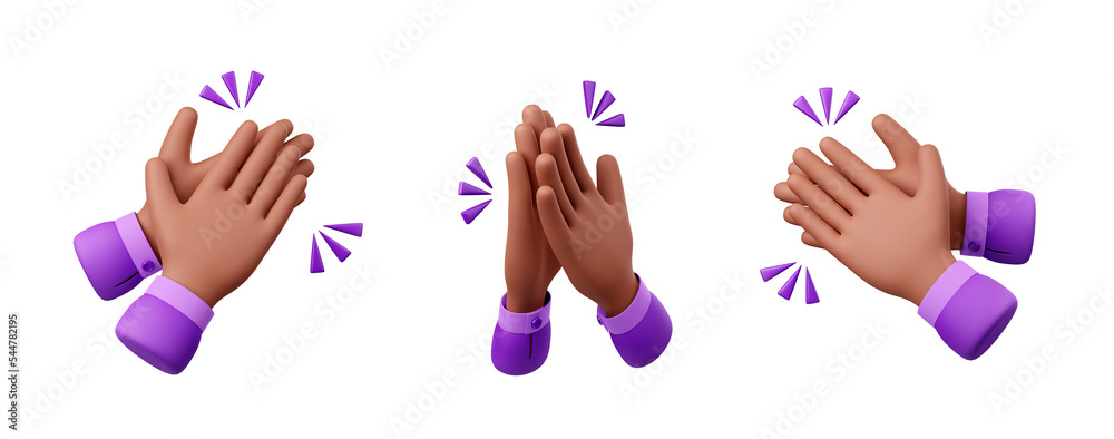 3D render hands clapping with sound effect illustration isolated on ...