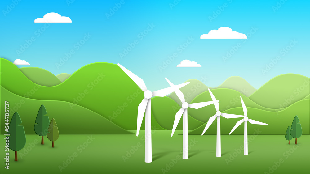 Save the planet. cycle animation of a clean green energy futuristic ...