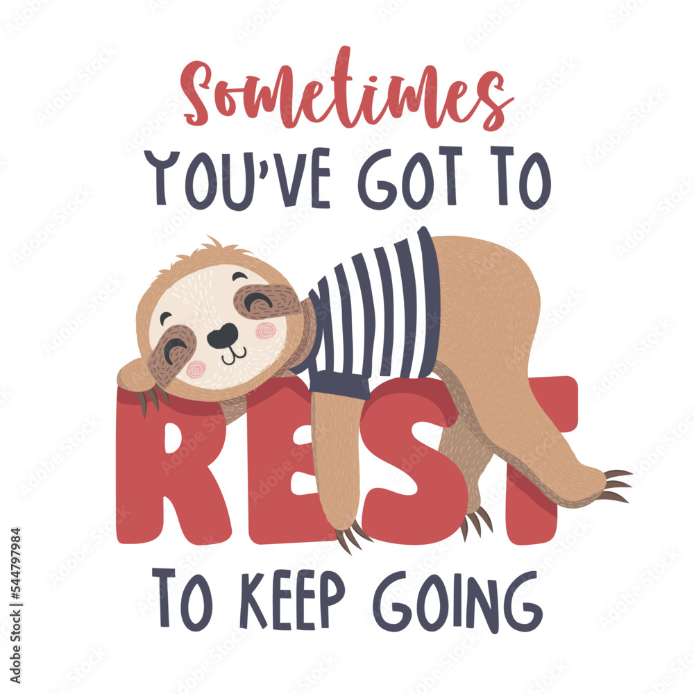 Vetor Cute cartoon sloth vector illustration for nursery design, poster ...