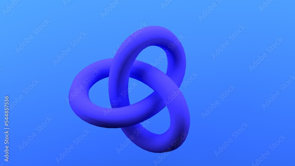 Abstract blue geometric shape, torus knot, 3d rendering illustration ...