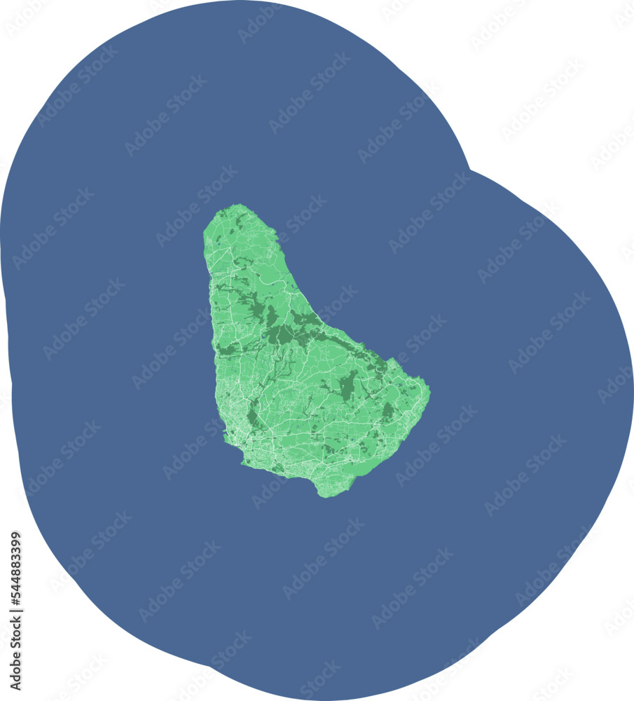 Barbados map, Caribbean island country. Detailed map with ...