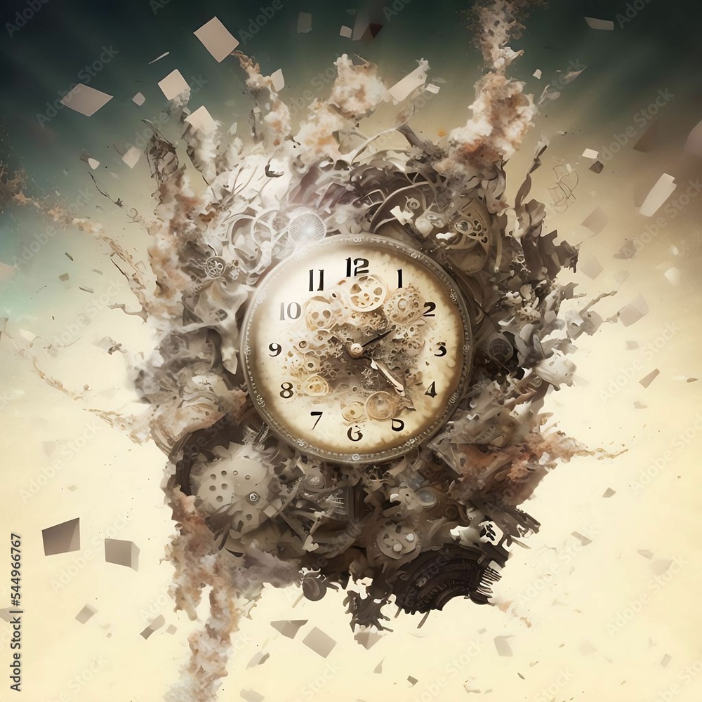Clock Exploding Shattering Apart | Chaos Time Concept | Created Using ...