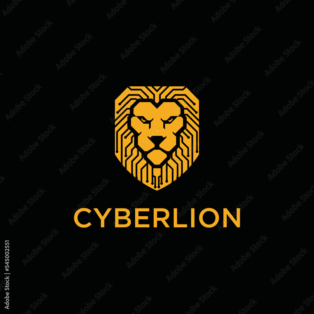 Lion logo Technology design vector template with modern Concept style ...