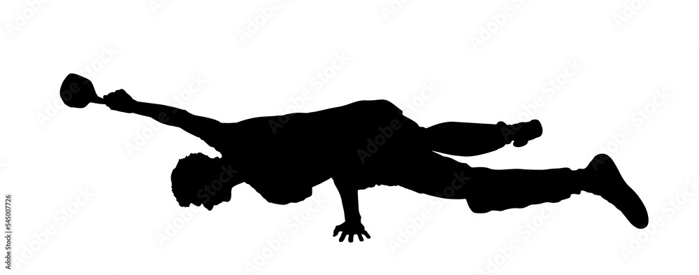 Break dance boy vector silhouette illustration isolated on white background. Modern urban dancer ...