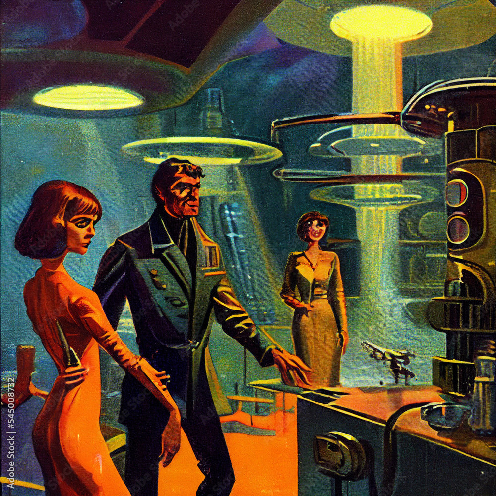 1970s pulp science fiction book cover art! Stock Illustration | Adobe Stock