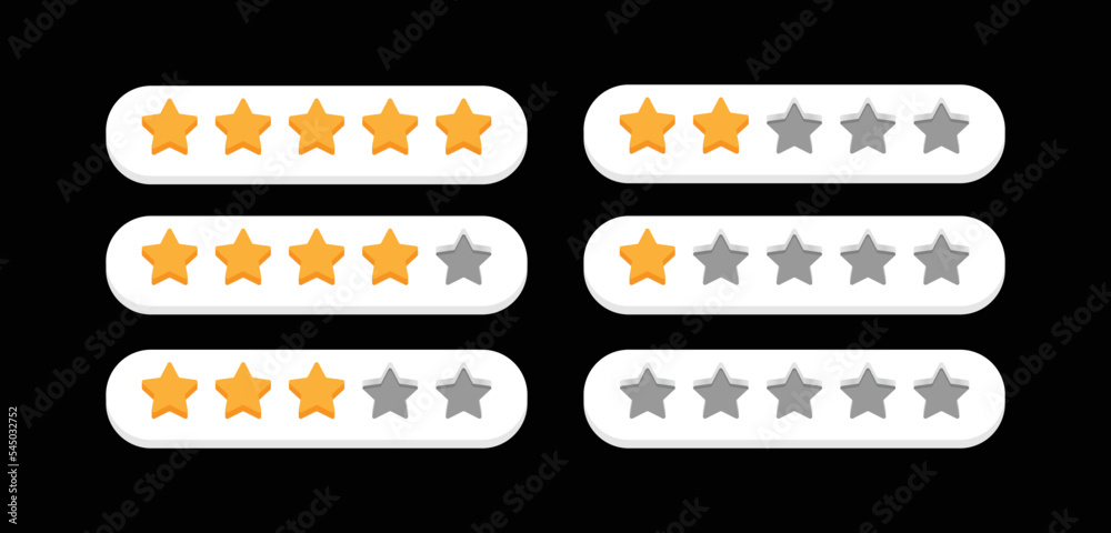 Five star rating different ranks from one to five stars golden embossed ...