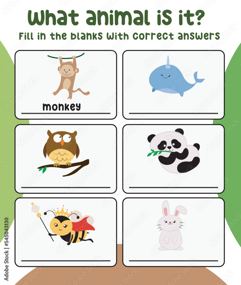 What animal is this printable worksheet. See and write the correct ...