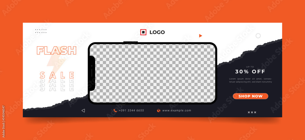 Flash sale facebook cover page timeline web ad banner template with ...