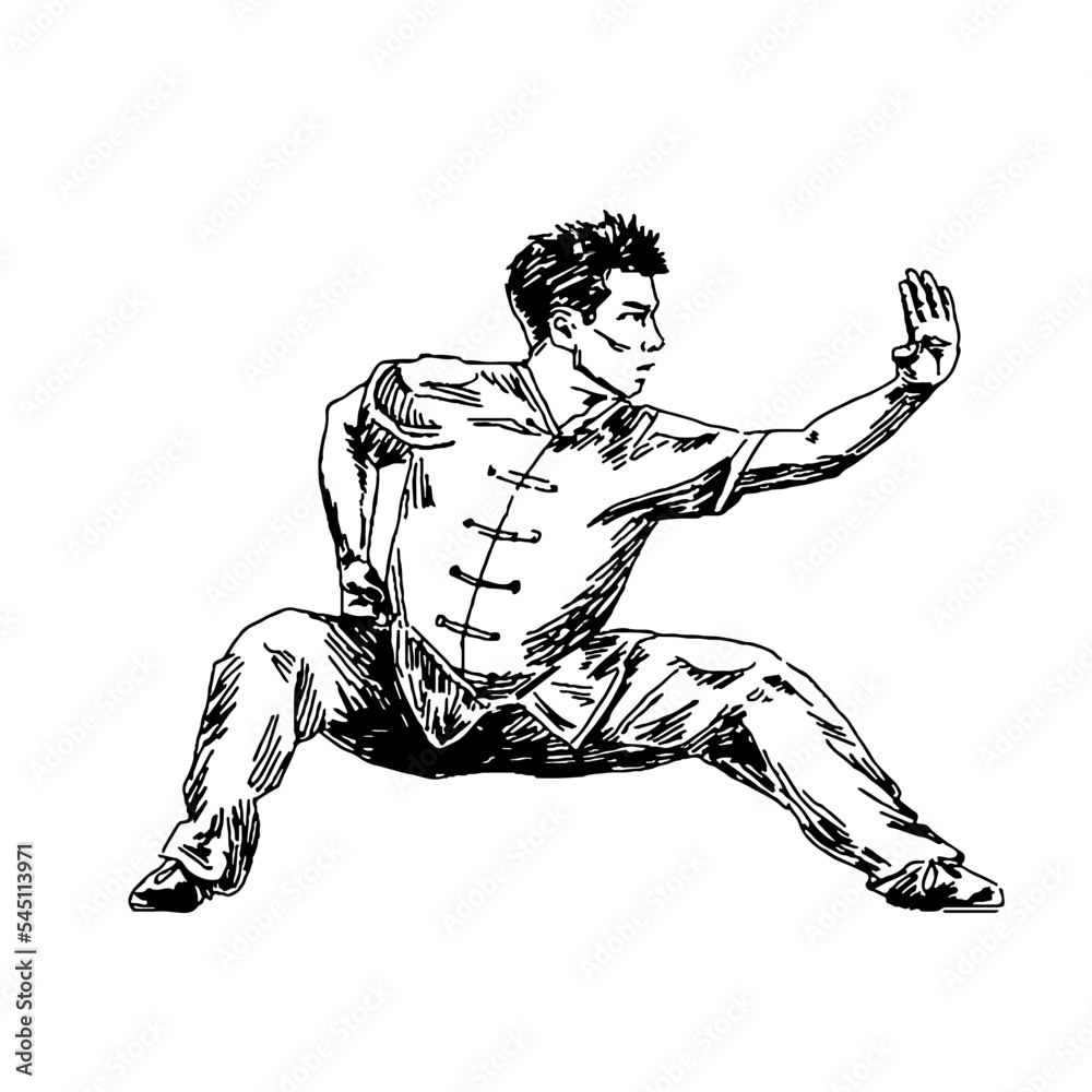 Clipart graphic resources. Figure sketch was drawn man wushu kung fu ...