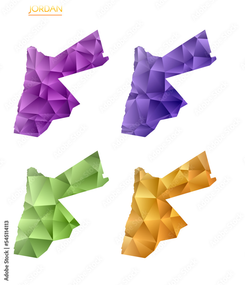 Set of vector polygonal maps of Jordan. Bright gradient map of the ...