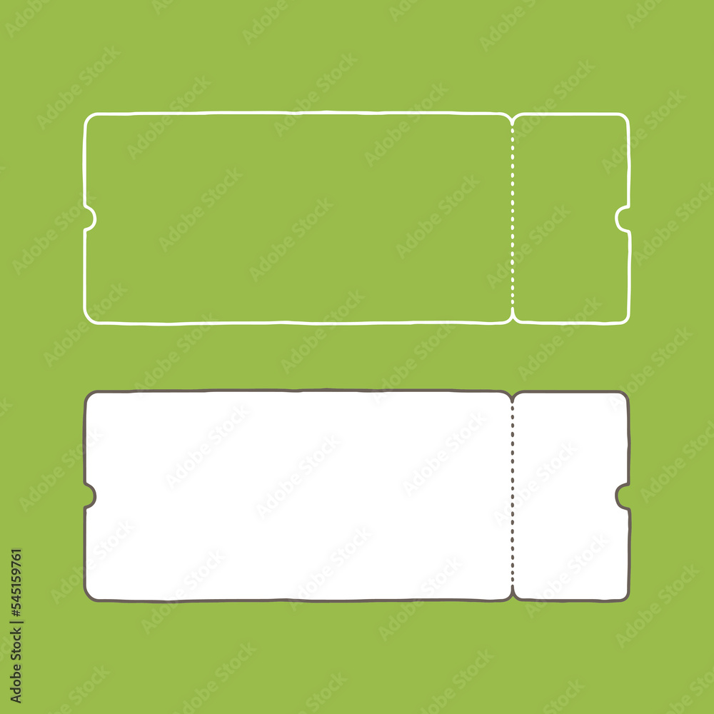 Outline ticket template with a tear-off section. Vector illustration ...