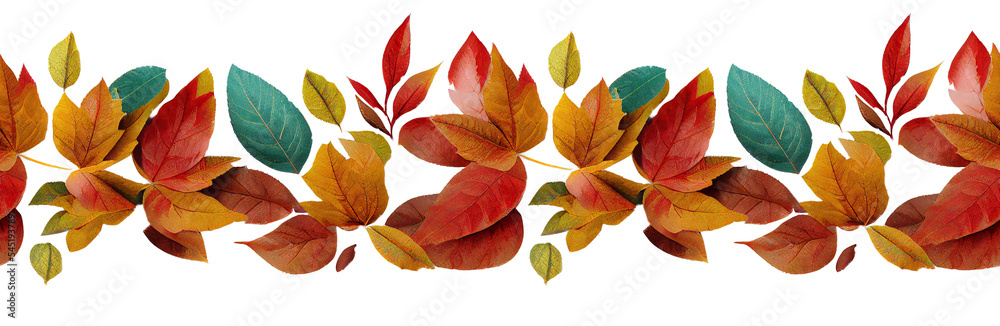 Autumn seamless transparent background with long horizontal border made ...