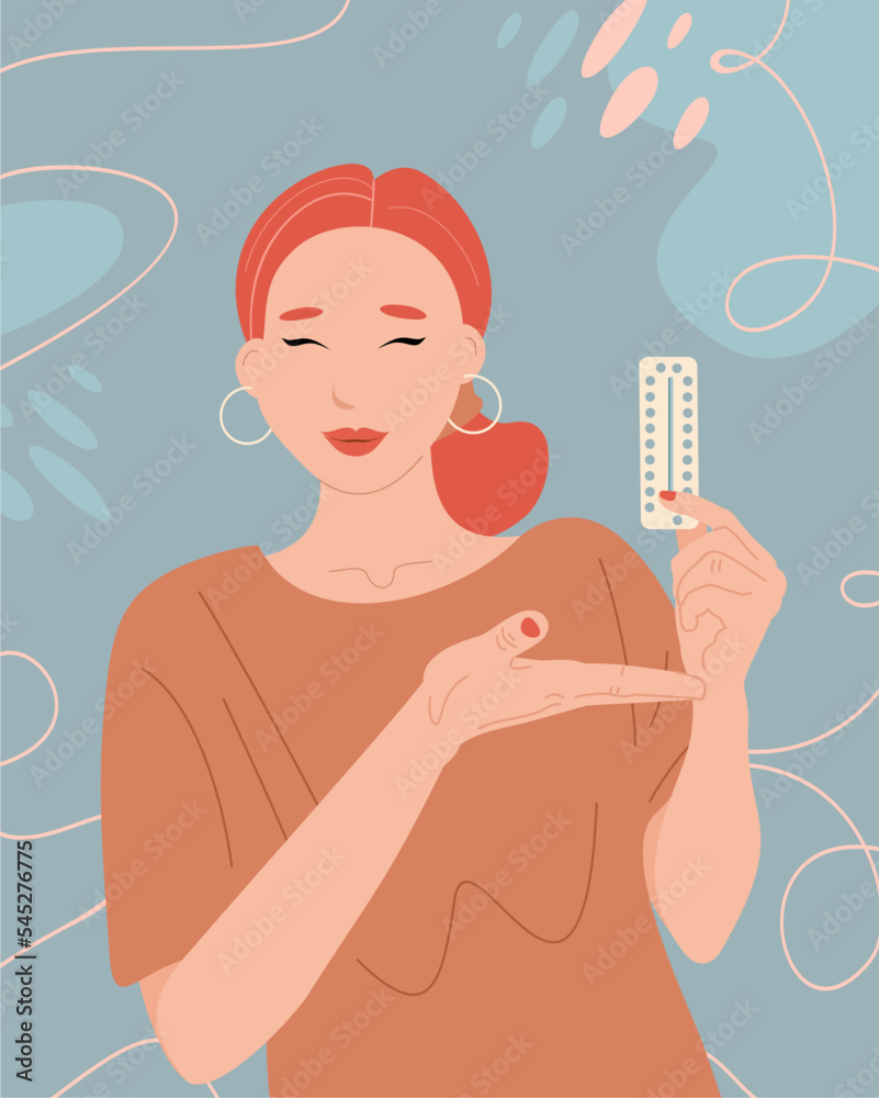 Woman holding oral contraceptive pills in blister pack. Contraception ...